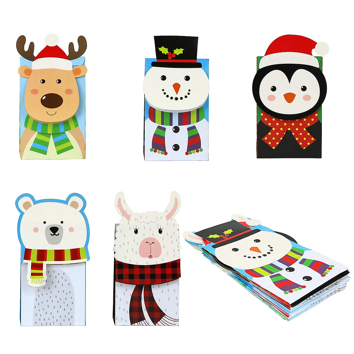 Iconikal Christmas Die-Cut Flip Over Treat & Gift Bags, 20-Count