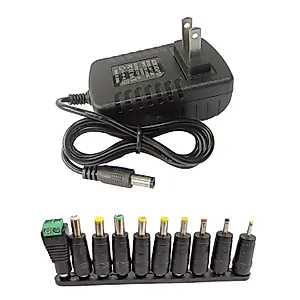 DC 12V 2A Power Supply AC DC Power Adapter with 10 Tips, DC in 12V 2A Power Cord,AC 100-240v, 50/60HZ, 5.5x2.5mm DC Output Jack,12V2a Adapter Converter Transformer