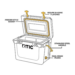 RTIC 20 QT Ultra-Tough Cooler Hard Insulated Portable Ice Chest Box for Beach, Drink, Beverage, Camping, Picnic, Fishing, Boat, Barbecue, Tan