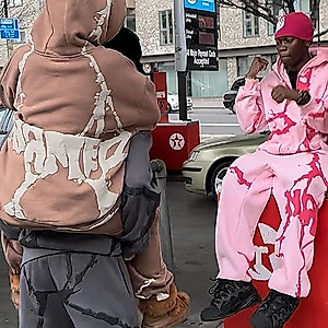 Soosuihoo Pink Spider Full Zip Hoodie Y2k Rhinestone Skull Streetwear Skeleton Hoodies Goth Grunge Oversized Jacket (L,Brown)