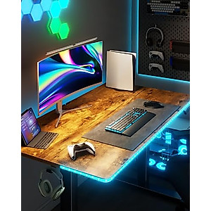 Marsail Electric Standing Desk Adjustable Height, 55 * 24 Inch Sit Stand up Desk for Home Office Furniture Computer Desk with 3 Memory Presets, Headphone Hook, Rustic Brown