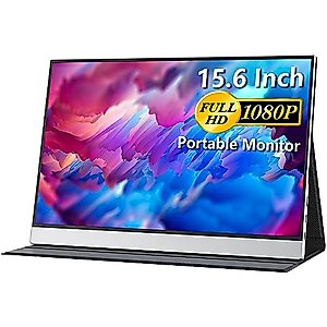 cocopar Portable Travel Monitor 15.6 Inch 1080P FHD USB-C Portable Screen with Dual USB-C HDMI Portable Monitor for Laptop PC Mac Surface Xbox PS5, with Cover VESA Mountable