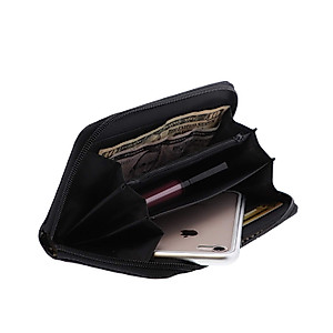 Black Swirl Design Wallet Vegan Leather Long Wallet Clutch