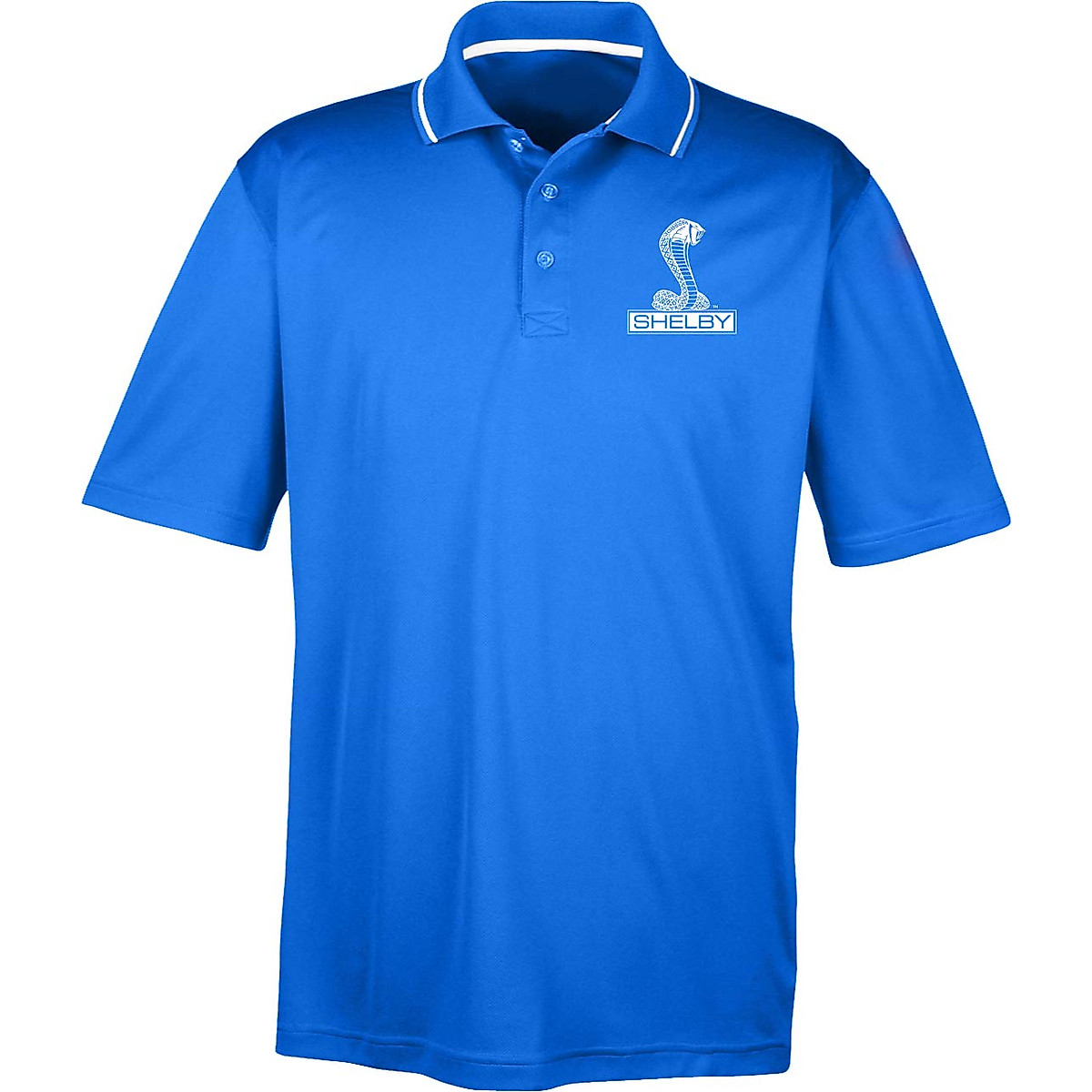 Ford Mustang Shelby Cobra Pocket Print Two Tone Polo, Royal 5XL