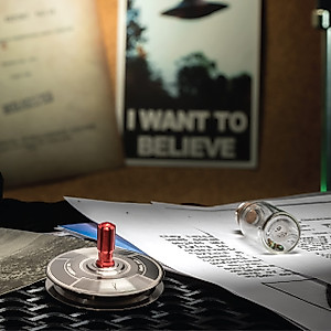 UFO Tops - Height 611 | Metal Spinning Top | Inspired by The 1986 Soviet Union UFO Incident | Raw Stainless Steel UFO Body and Fireball Red Power Core™