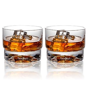 Whiskey Glasses-Drinking Glasses with Unique Cross-Shaped Bottom,Old Fashioned Rocks Glass Tumbler for Scotch, Cocktail,Home Bar Whiskey Gifts for Men,Whiskey Glass Set of 2