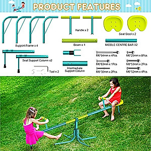 Amictoy Seesaw, Sit and Spin Teeter Totter, 100 Lbs Heavy Duty 2023 Upgraded Model, Kids Outdoor Playground Equipment, Outside Toys Set, Swiveling 360 Degrees Rotating for Kids 4-8 Safety Certified