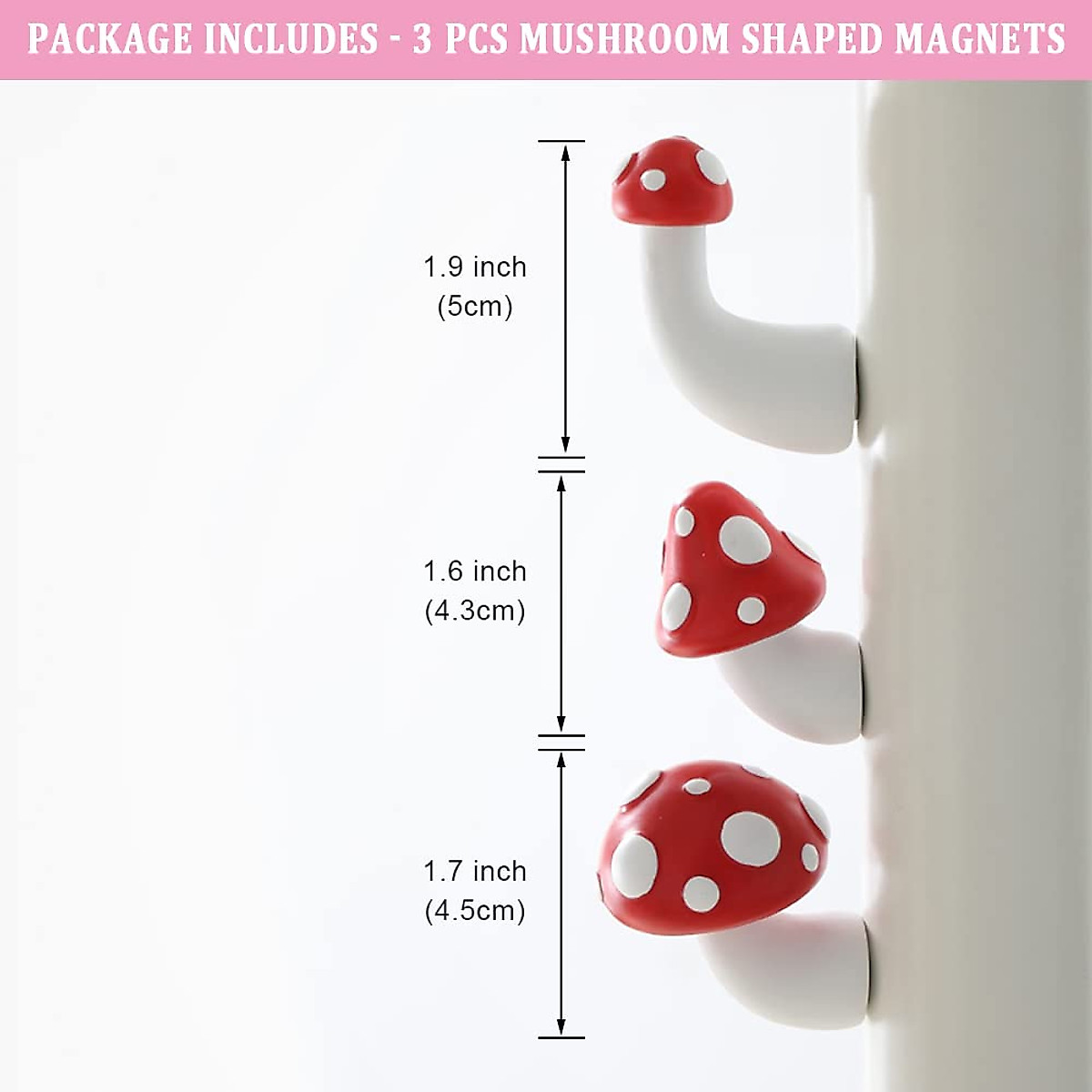 3 Pcs Unique Mushroom Cute Fridge Magnets, Novelty Photo Memo Whiteboard Metal Furniture Home Decoration Magnets