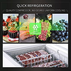 KITMA Chest Freezer - 15.9 Cu.Ft Reach-In Freezer Chest - Solid Door Deep Freezer with 2 Storage Baskets and Adjustable Thermostat, White