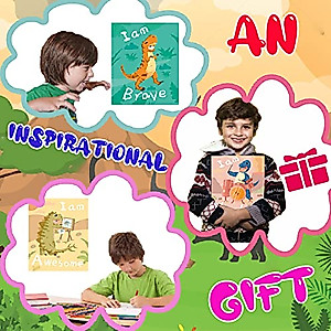 TYZZHOA I Am Awesome-Brave-Smart 6 Pcs 8x10 Inch Dinosaur Wall Art Posters, Dinosaur Room Decor for Boys, Motivational Quote Wall Decor for Playroom, Nursery Room and Kids Room (Unframed).