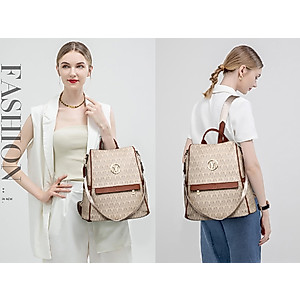 MKP Women Fashion Backpack Purse Multi Pockets Signature Anti-Theft Rucksack Travel Ladies Shoulder Bag Handbag 2Pcs