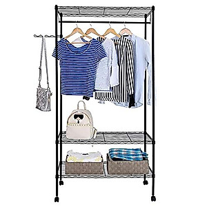 3-Tier Closet Organizer Metal Garment Rack Portable Clothes Hanger Home Shelf