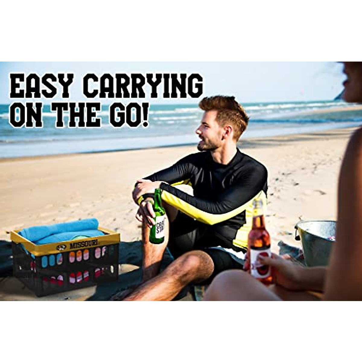 Set of 2 NCAA University of Missouri Stackable & Collapsible Crate / Storage Bin - Perfect For Books, Clothes in Dorms, Rooms & Closets - Basket Collapses / Ideal for Price Club Runs 50 Lb Capacity