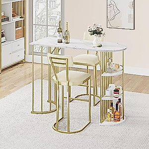 Fulvari Bar Table, Counter Height Table 43" Pub Table with 3 Storage Shelf Kitchen Breakfast Dining Table Set for Living Room, Dining Room, Pub One Table