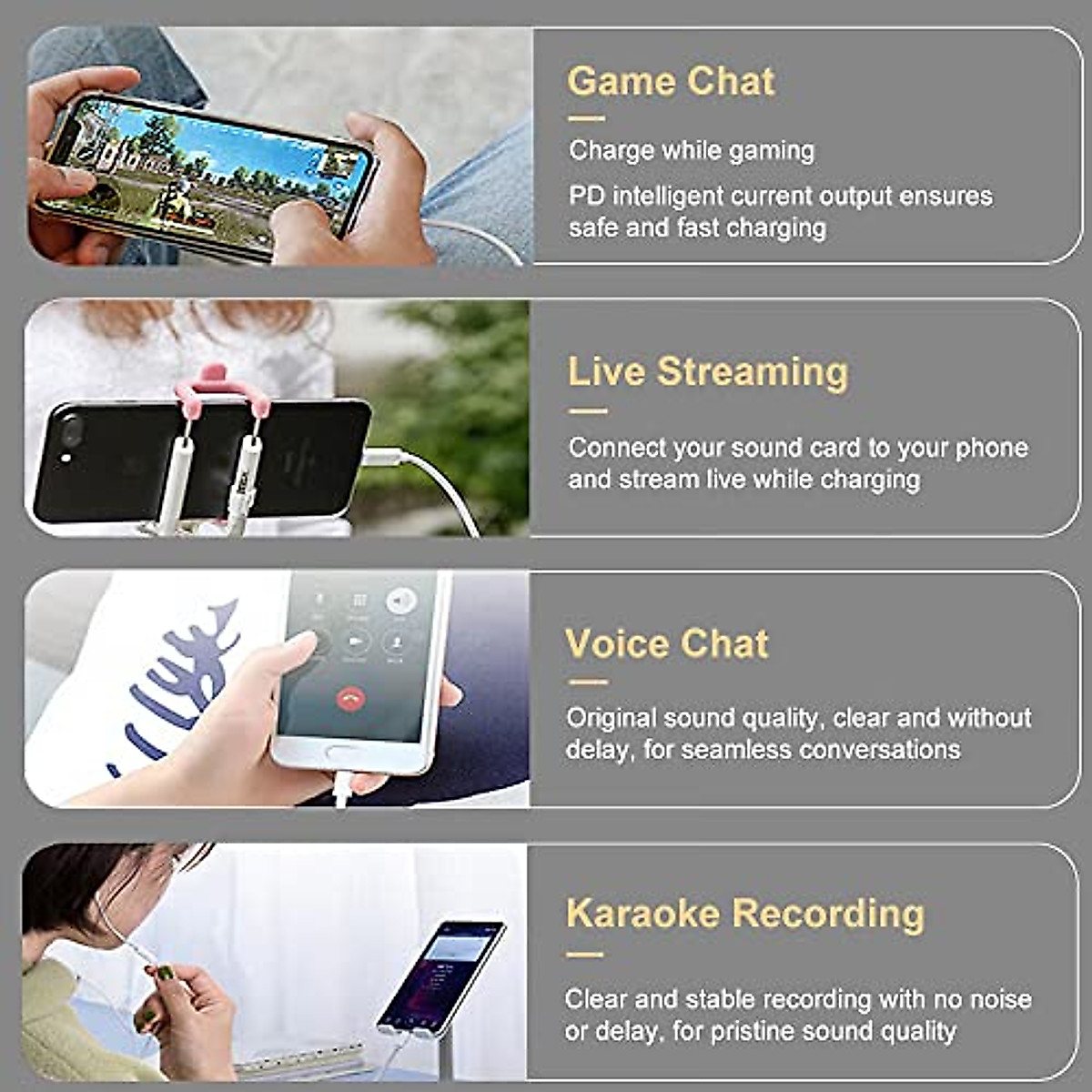 iPhone Microphone Adapter Lightning to Headphone and Microphone Adapter for Live Streaming 3.5mm Headphone Adapter with Charging Port iPhone Audio Splitter Compatible with iPhone 14 13 12 11 SE X 8 7