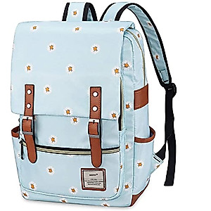 Zhousanjian Cute Floral Print Cow Print Pattern School Girls Backpack, Vintage 15.6 Inch Laptop Backpack with USB Charging Port. (multicolor), One Size …