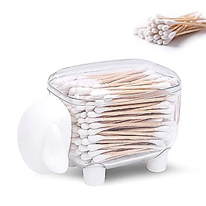 Q-tip Holder Q-tip Dispenser, Cotton Ball Organizer, Cotton Swab Holder Apothecary Jars Bathroom Organizer Canister Jar Acrylic Cute Sheep Cotton Swab Ball Qtip Holder(White)