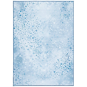 SAFAVIEH Disney Princess Collection Machine Washable Slip Resistant 5' x 7' Light Blue/Blue Iconic Kids Bedroom Nursery Playroom Area Rug