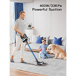 Roanow Cordless Vacuum Cleaner, 400W/33KPA Cordless Vacuum with LED Display, Lightweight & Ultra-Quiet Stick Vacuum Cleaner, 55Mins Runtime Vacuum Cleaner for Carpet and Floor, Home, Pet Hair Cleaning