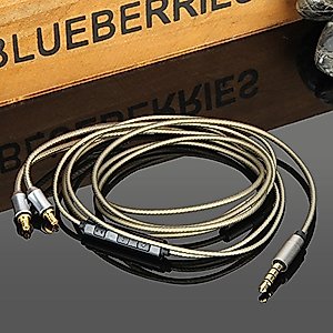 Earmax Upgrade Audio Cable Cord Inline Remote & Mic Earphone Replacement Cable for ATH-LS50 70 200 300 400 E40 50 70 SR9 ESW950 etc.
