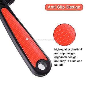 Iluadme 2 Pieces Fine Tooth and Wide Tooth Dog Grooming Comb - Rubber Handle Hair Comb for Small Dogs & Cats with Flea and Tick Removal (2PCS, Black Red)