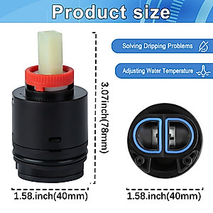N40HKC Shower Cartridge Replacement,40mm Shower Faucet Cartridge,for Tub/Shower Faucet, the height of the product is 3.07 inches (78mm) and the width is 1.58 inches (40mm), Black (1Pack)