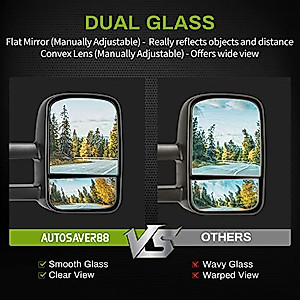 AUTOSAVER88 Towing Mirrors Compatible with 2007-2013 Chevy Silverado 1500 Avalanche, Manual Telescoping Side Tow Mirror for 2007-2014 GMC Yukon XL 1500/2500 Sierra 2500 HD/3500 HD Pair Set