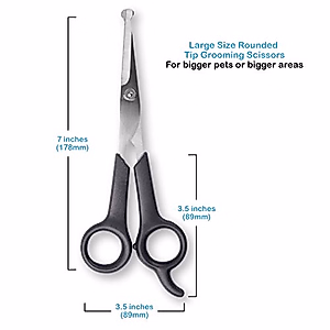 Pets First #1 Pet Grooming Scissors Body & Facial Trimmer Durable Stainless Steel Blades. Rounded Tips Shears for Long Medium Short Thick Wiry Curly Hair. Lightweight Cutter for Dogs & Cats. Set of 2
