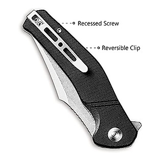 SENCUT Episode Flipper Pocket Knife, 3.48 Inch 9Cr18Mov Folding Knife with Clip Point Blade, EDC Knife with Textured Black G10 Handle, Good for Hunting, Camping SA04B