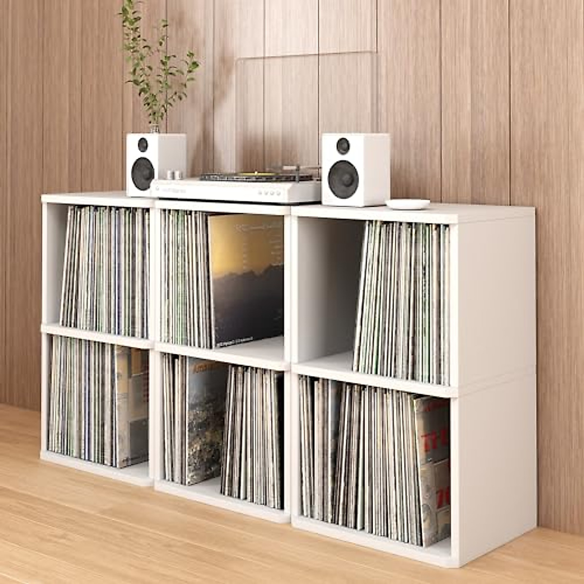 Way Basics Vinyl Record Storage - 2 Tier Book Shelf Turntable Stand (Fits 170 Albums)