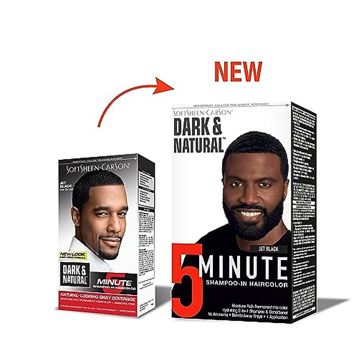 SoftSheen-Carson Dark & Natural Hair Color for Men 5 Minutes, Natural Looking Gray Coverage for Up To 6 Weeks, Shampoo-in Permanent Hair Dye, Jet Black, Ammonia Free, Jet Black