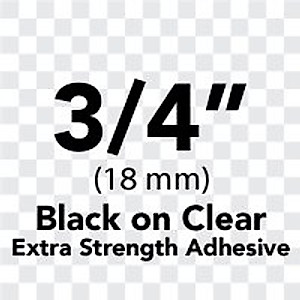 Brother 1" (24mm) Black Print on Clear Extra Strength Adhesive P-touch Tape for Brother PT-2610, PT2610 Label Maker