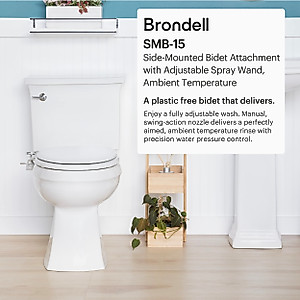 Brondell SMB-15 Side Mounted Manual Bidet Attachment for Toilet Seats with Adjustable Sprayer and Water Pressure, Thin Profile, Chrome