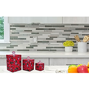 hadaaya Square Red Tin Can Empty Cube Steel Box Storage Container with Crystal Knob for Powder Treats, Gifts, Favors, Loose Tea, Coffee and Crafts, Mini Portable Small Storage Kit, Valentine Day Gift