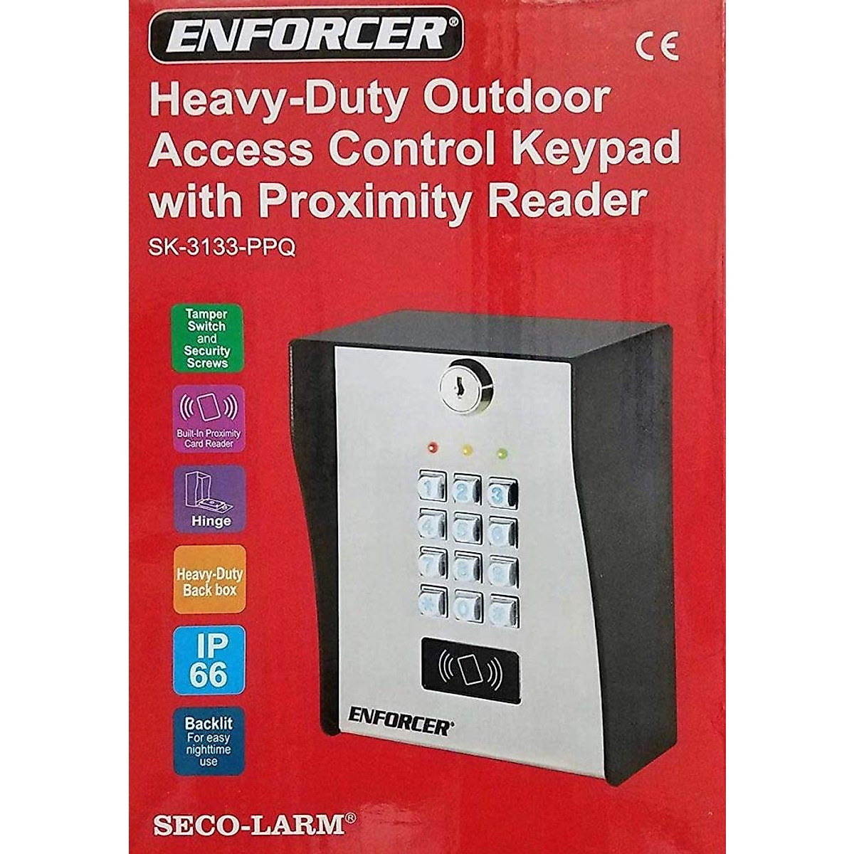 Seco-Larm SK-3133-PPQ Heavy-Duty Outdoor Access Control Keypad with Proximity Reader, Heavy-Duty Stainless-Steel Faceplate with a Coated Steel Backing, 12~24 VAC/VDC Operation, IP66 Weatherproof