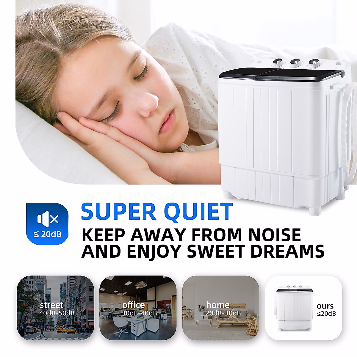 Portable washers 17.6LBSCompact Washing Machine and Spinner Twin Tub Washer and Dryers for Home Apartment Dorms,BLACK…