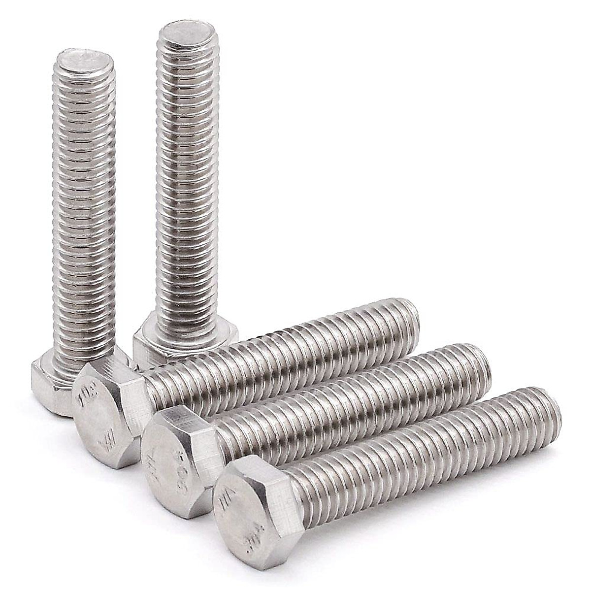 7/16-14 x 2-1/2" (8 pcs) Stainless Steel Hex Head Screws Bolts (3/8" to 6" Available), 18/8 Stainless Steel 304, Fully Threaded, Machine Coarse Thread, No Coating, Plain Finish