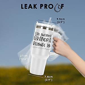 LifGif This awesome Grandpa belongs to Personalized Laser Engraved 40oz Large Tumbler with Handle, Best Dads Ever Tumbler Stainless Steel Coffee,Grandpa Belongs Custom Mugs Father's Day Birthday