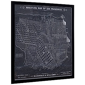 Amazon Brand – Stone & Beam Modern Print of 1879 San Francisco Map Wall Art, Black Frame, 26" x 26"