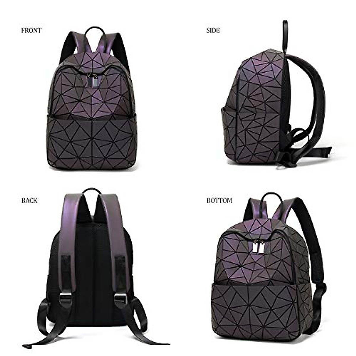 Luminous Geometric Purses and Handbags Women Tote Bag Holographich Flash Reflactive Crossbody Bag Backpacks (Luminous Backpack B)