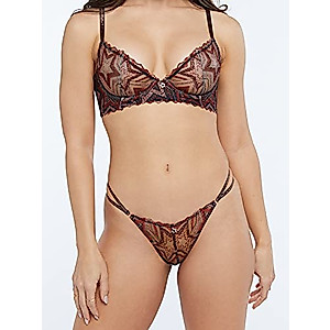Savage X Fenty, Women's, Shining Star Lace String Bikini, Henna Red Starstruck Embroidery, XS