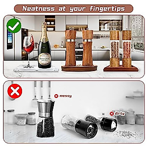 Salt and Pepper Mill Tray,Acacia Wood Tray, Salt & Pepper Grinder Accessories（Inner Dia 2.76 inch / 7cm）fit many Mills & Shakers