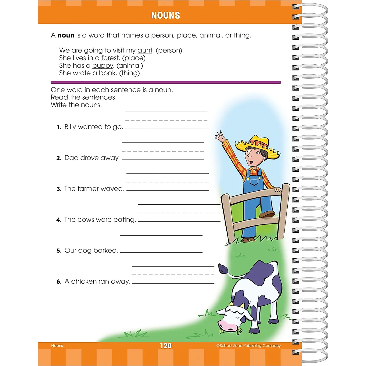 School Zone - Big First Grade Workbook - 320 Spiral Pages, Ages 6 to 7, 1st Grade, Reading, Parts of Speech, Basic Math, Word Problems, Time, Money, Fractions, and More (Big Spiral Bound Workbooks)