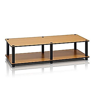 Furinno Just No Tools Wide Light Cherry Television Stand with Black Tube