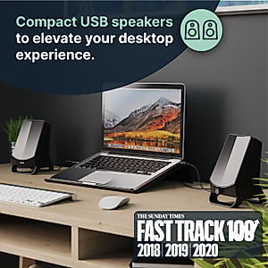 Majority DX10 PC Speakers | 10W Clear Active Stereo Sound Computer Speakers | USB Plug and Play Desktop Speakers Compact | One Touch Control, Headphone Jack | Monitors, Laptops, Desktops and Mac