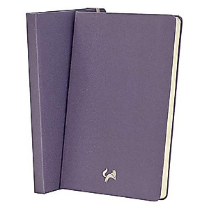 Jumping Fox Design Premium A5 Dotted Journal Hardcover Notebook, Medium 5.6 x 8.4 inches, 120gsm Thick Paper, Numbered Pages, Inner Pocket, Unique Leatherette, Satin Purple