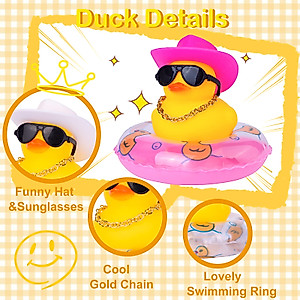 MuMyer Duck Car Dashboard Decorations Rubber Duck Car Ornaments for Car Dashboard Decoration Accessories with Mini Swim Ring Sun Hat Necklace and Sunglasses