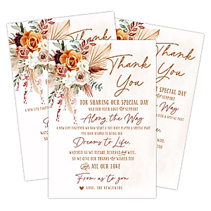Your Main Event Prints 50 Boho Orange and Terracotta Floral Wedding Thank You Place Setting Cards, Great For Adding to Your Table Centerpieces and Wedding Decorations for Receptions, Pack of 50 Cards