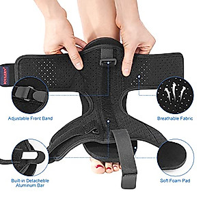 Drop Foot Orthotic Brace,Improved Dorsal Night Splint for Effective Relief from Plantar Fasciitis, Achilles Tendonitis, Heel and Ankle Pain with Hard Spiky Massage Ball (black)