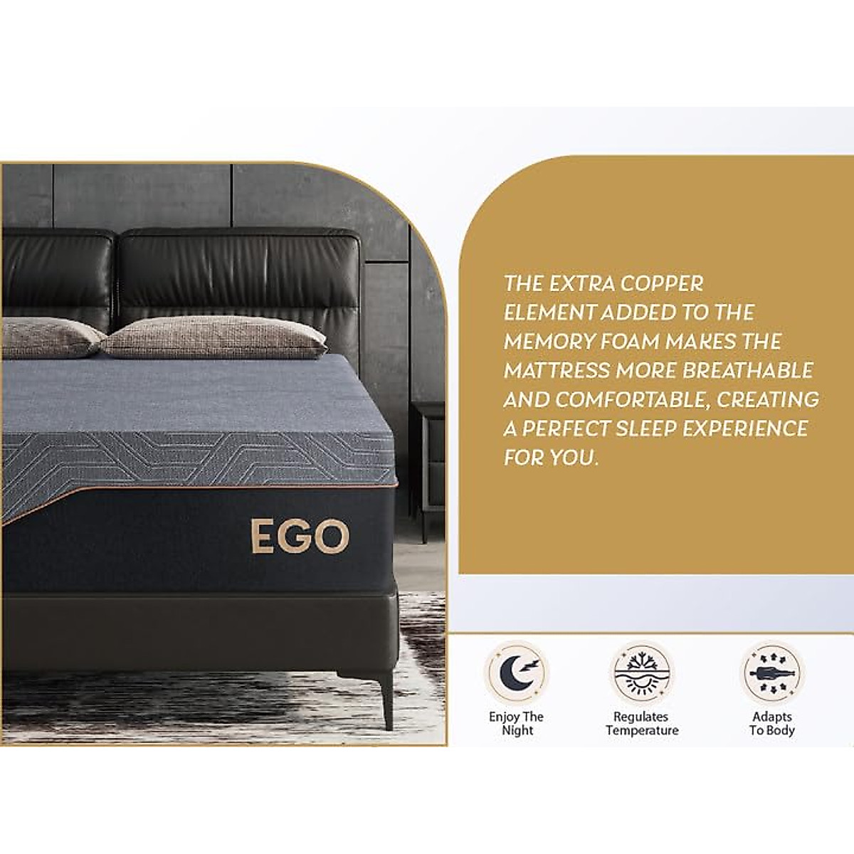 Dyonery Full 14 Inch Memory Foam Mattress in a Box, Jacquard Fabric Cover, Made in USA, CertiPUR-US Certified, Ventilated Copper AeroFusion Memory Foam, Fiberglass Free Gel Mattress, 75”x54”